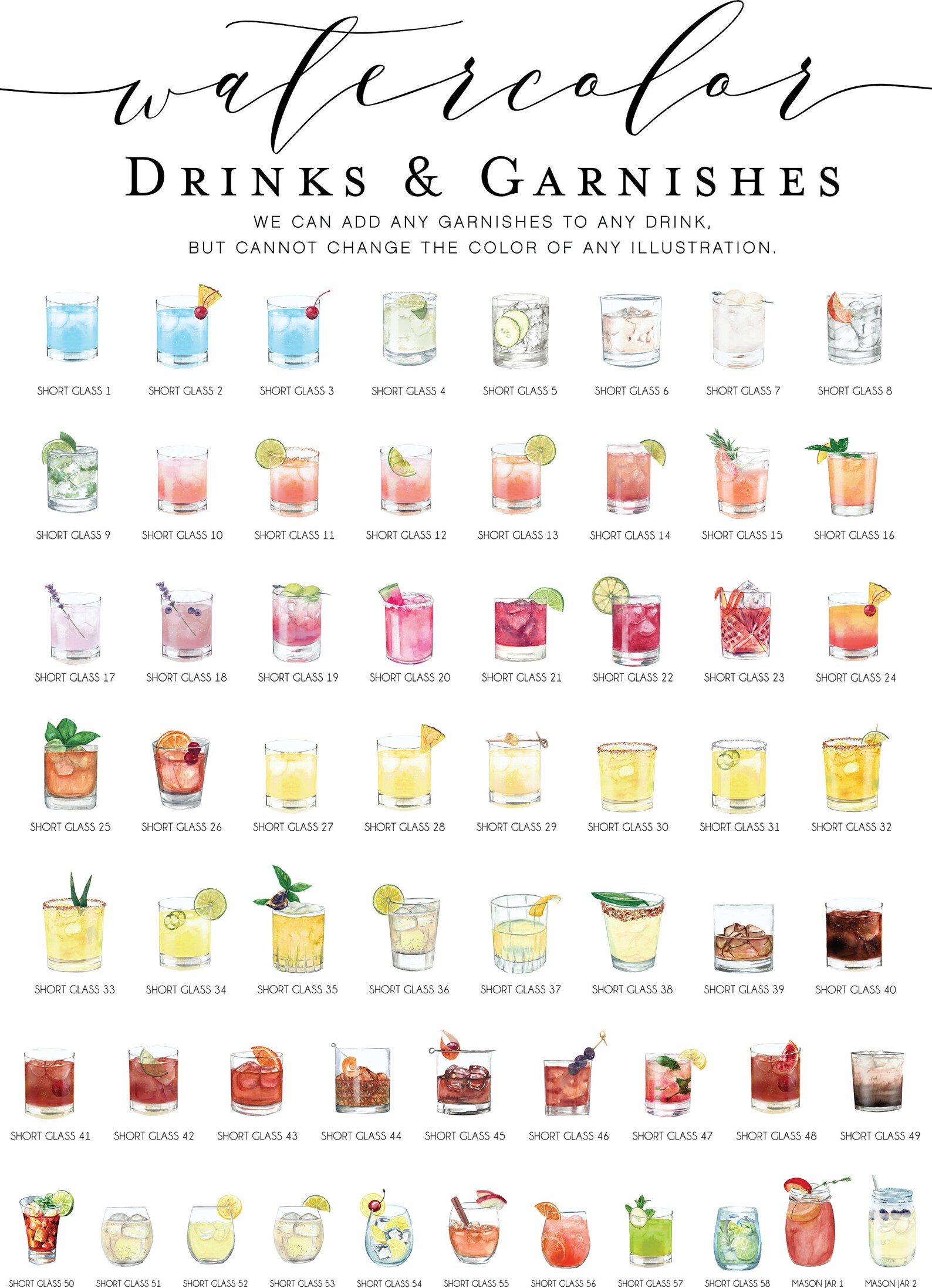 ARCH Frosted Bar Menu Signature Cocktails Custom Clear Glass - Etsy