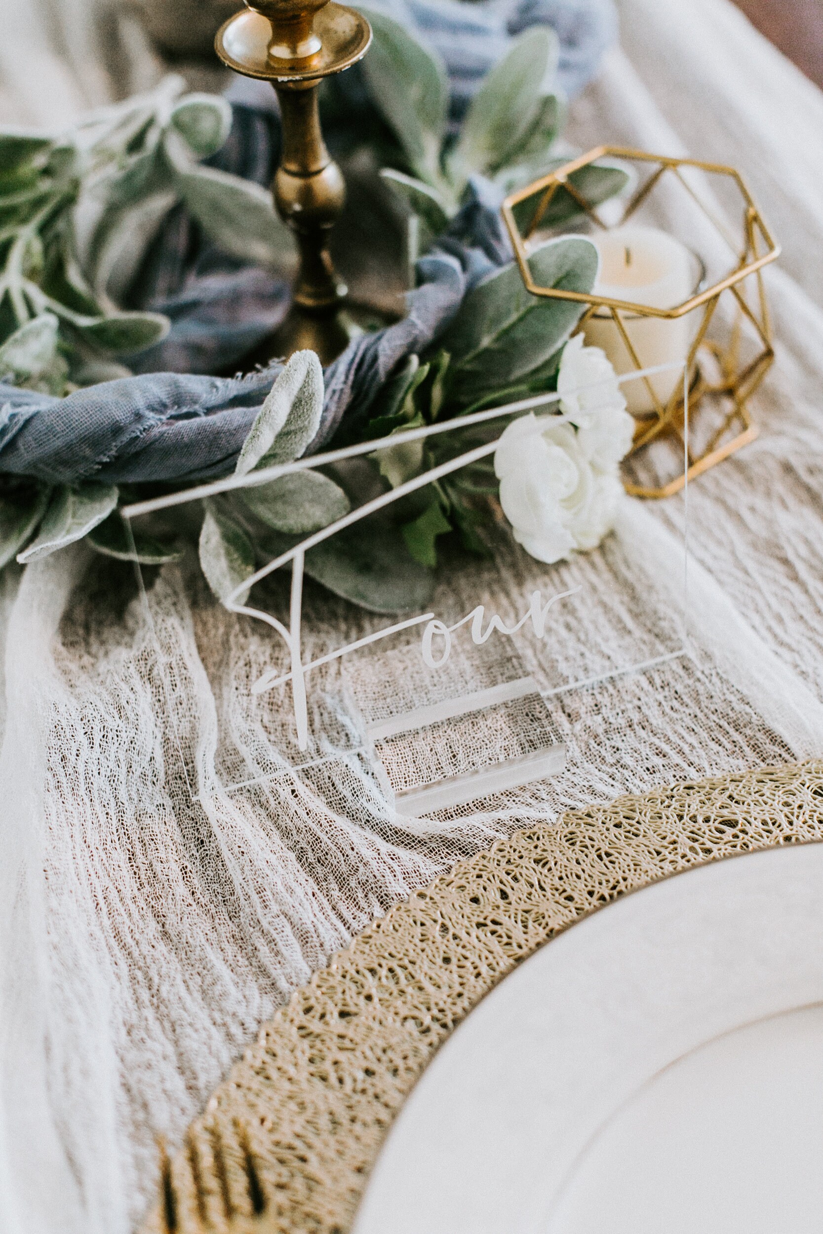 Clear Glass Look Acrylic Table Number Sign With Stands - Etsy