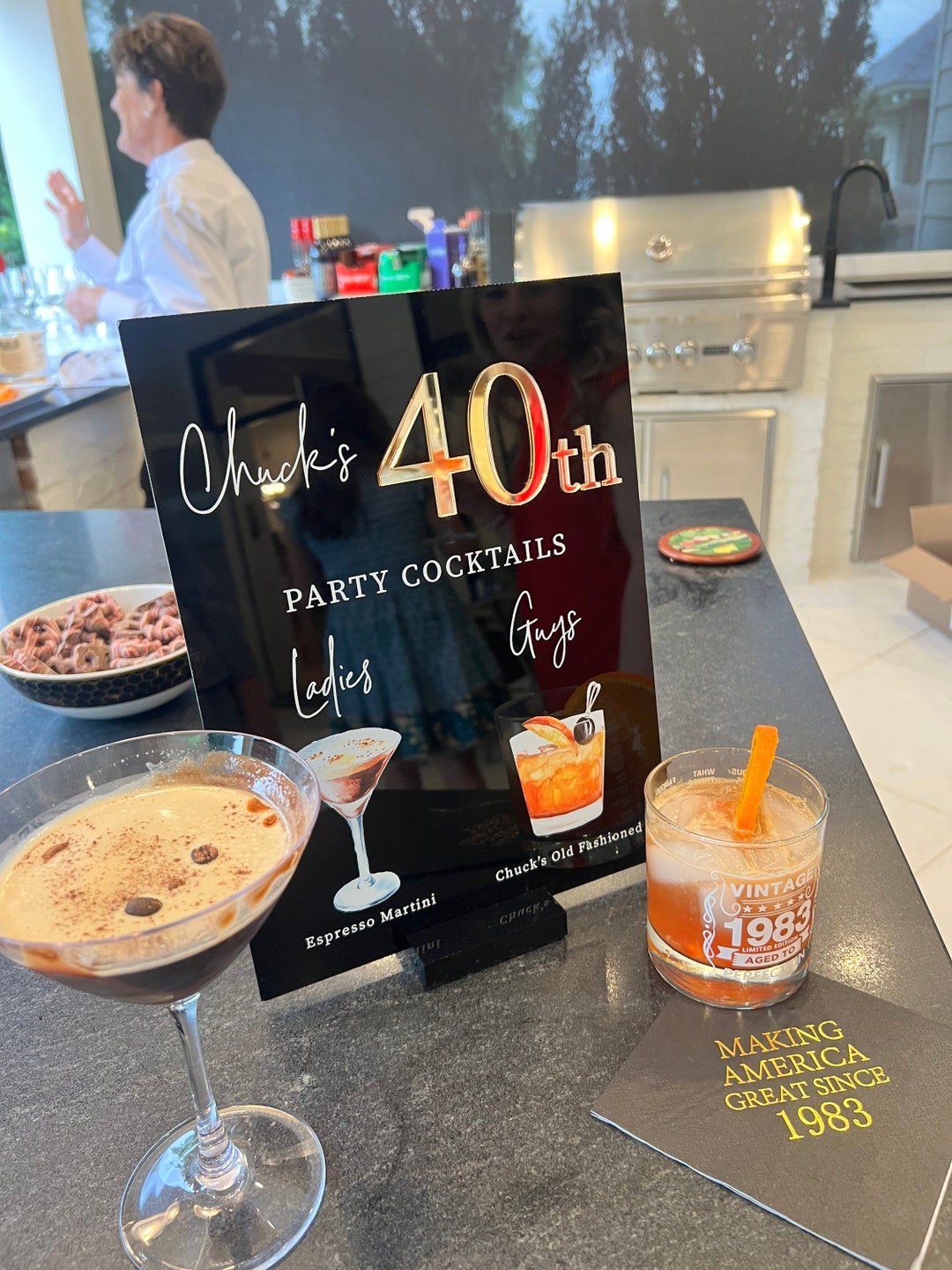 3D Mirror Gold Foil Party Cocktails Bar Menu Signature Cocktails Custom ...
