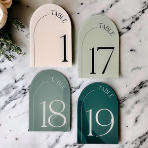 ARCH Custom Wedding Luxe Color Palette Acrylic Table Numbers Signage ...