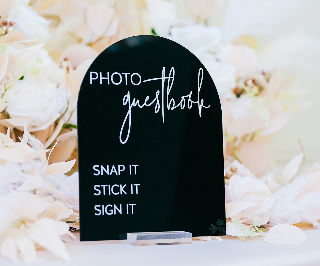 ARCH Photo Guestbook Snap It Stick It Sign It Clear Glass Look Acrylic ...