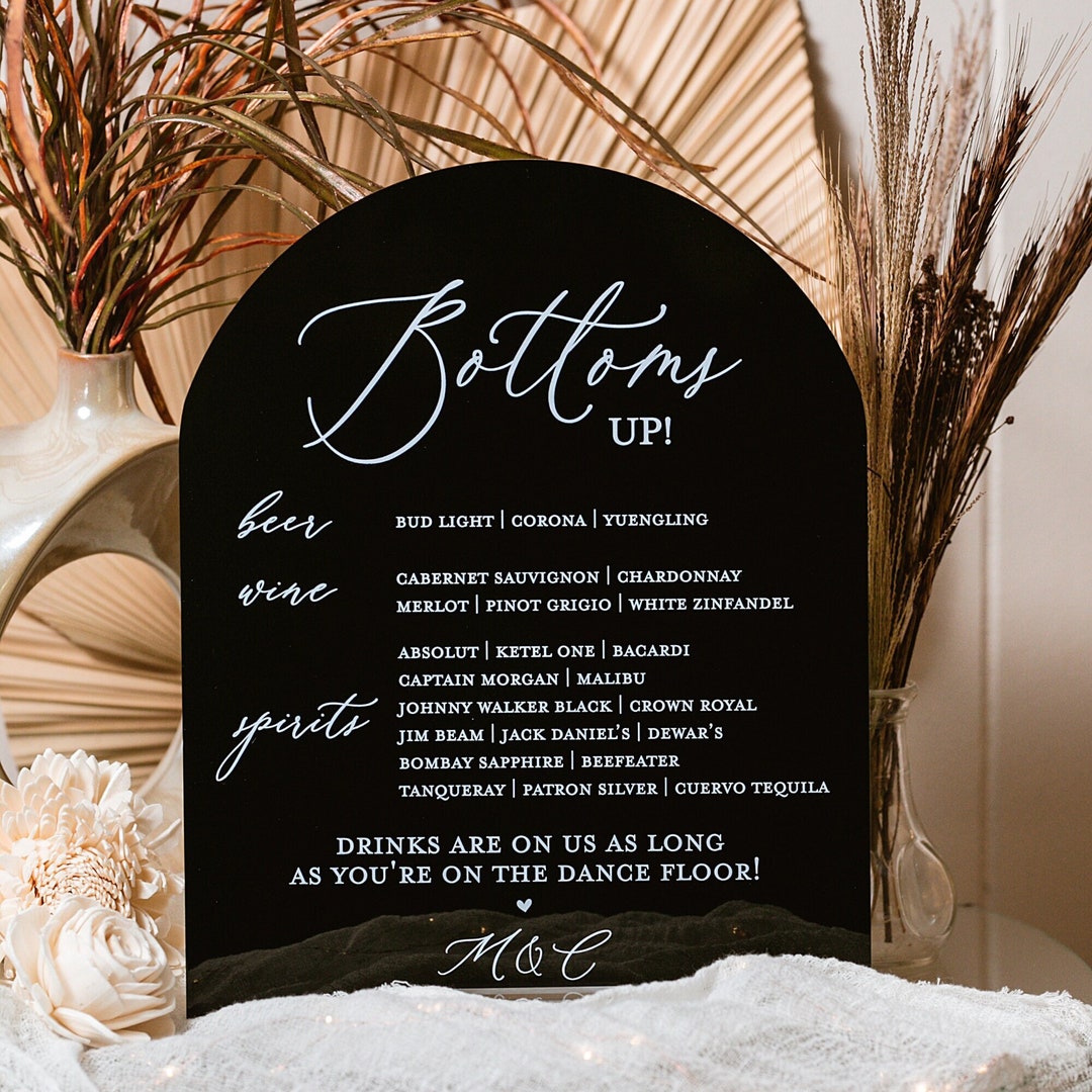 ARCH Bottoms up Bar Menu Signature Cocktails Custom Clear Glass Look ...