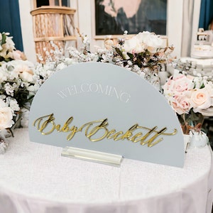 3D Mirrored Acrylic Arch Baby Shower Welcoming Baby Sign, Laser Cut ...