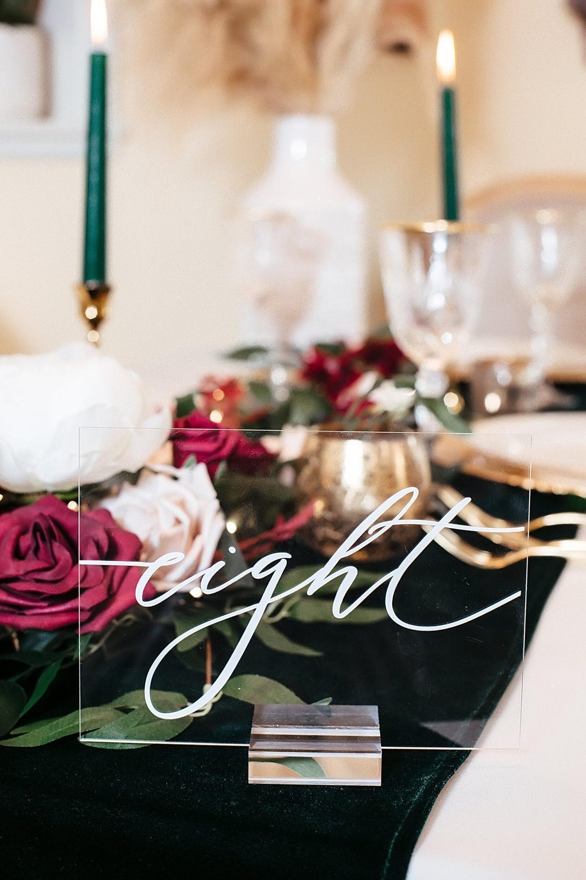 Black, White, FROSTED or Clear Acrylic Table Number Sign With Stands ...
