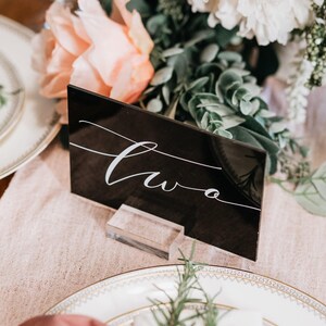 Clear Glass Look Acrylic Table Number Sign With Stands, Perspex Modern ...
