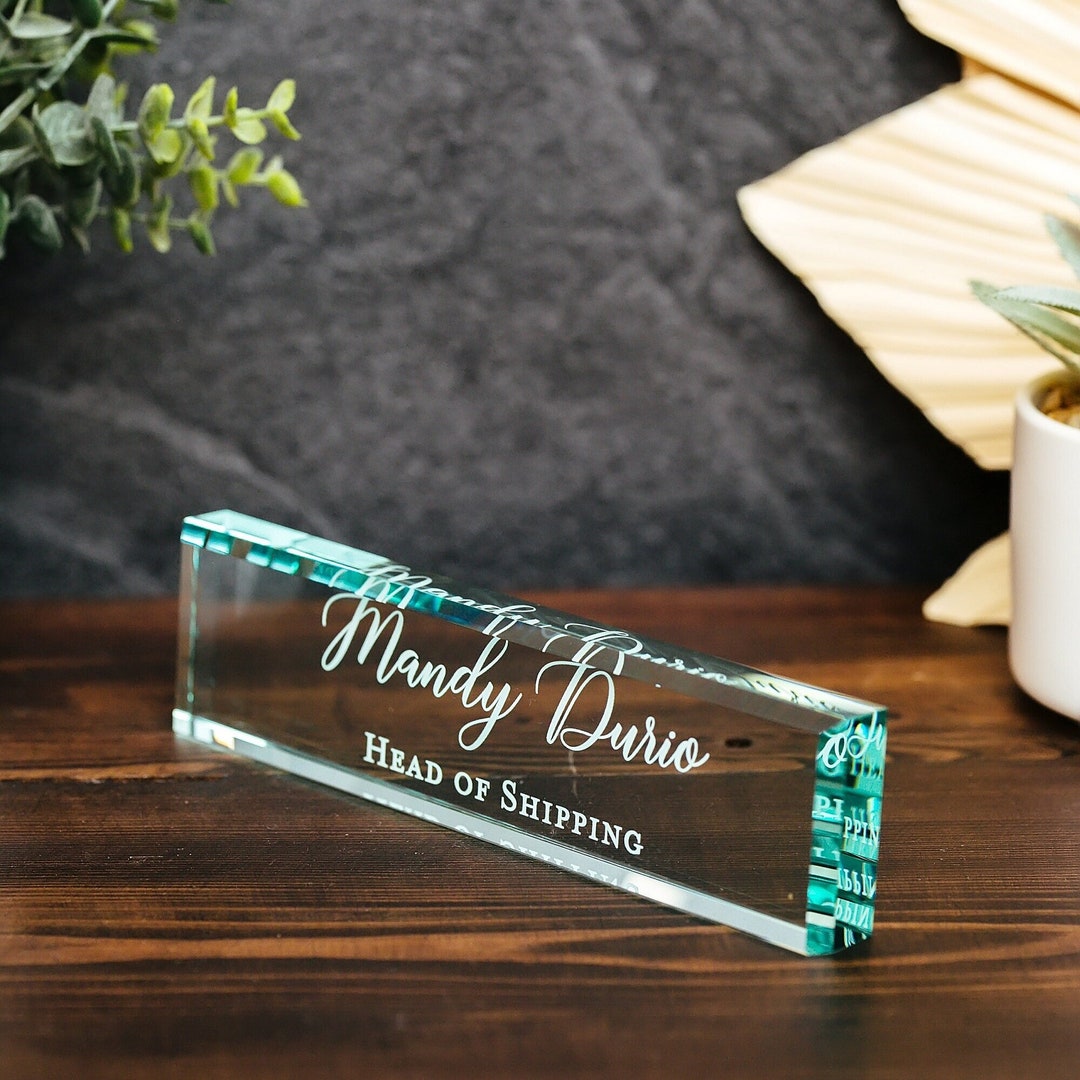 Personalized Boss Glass Office Desk Name Plate, Best Employer Ever ...