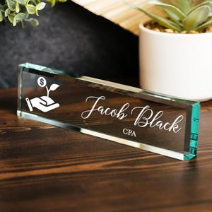 CPA Glass Office Desk Name Plate, Clear New Financial Officer, Wealth ...