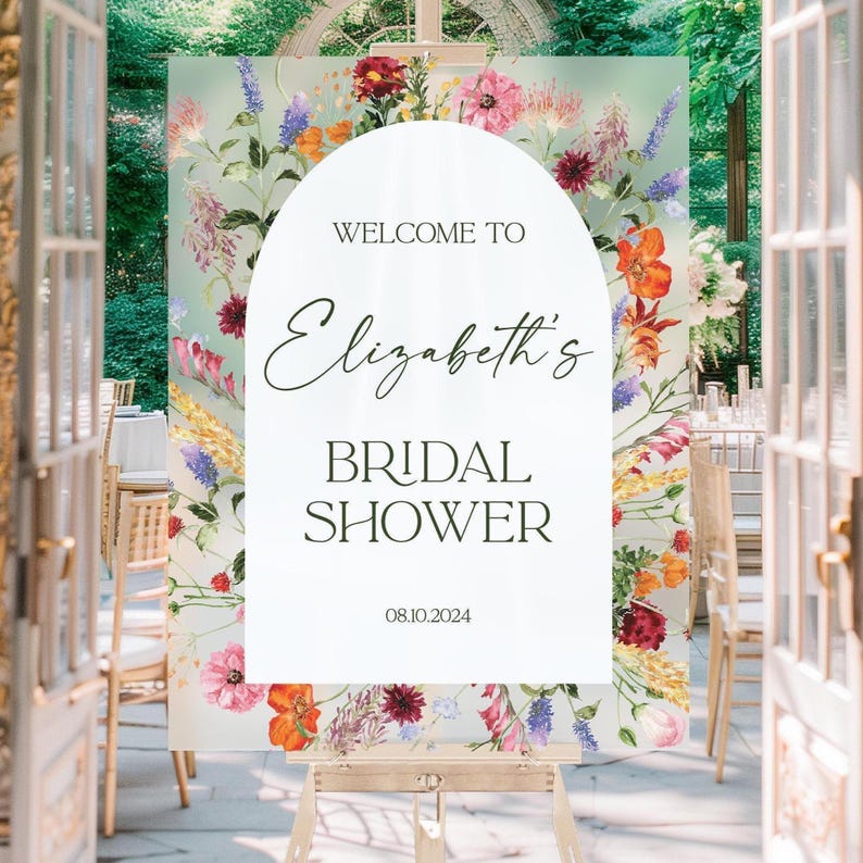 Wildflower Themed Acrylic Welcome Sign, Colorful Floral Personalized ...