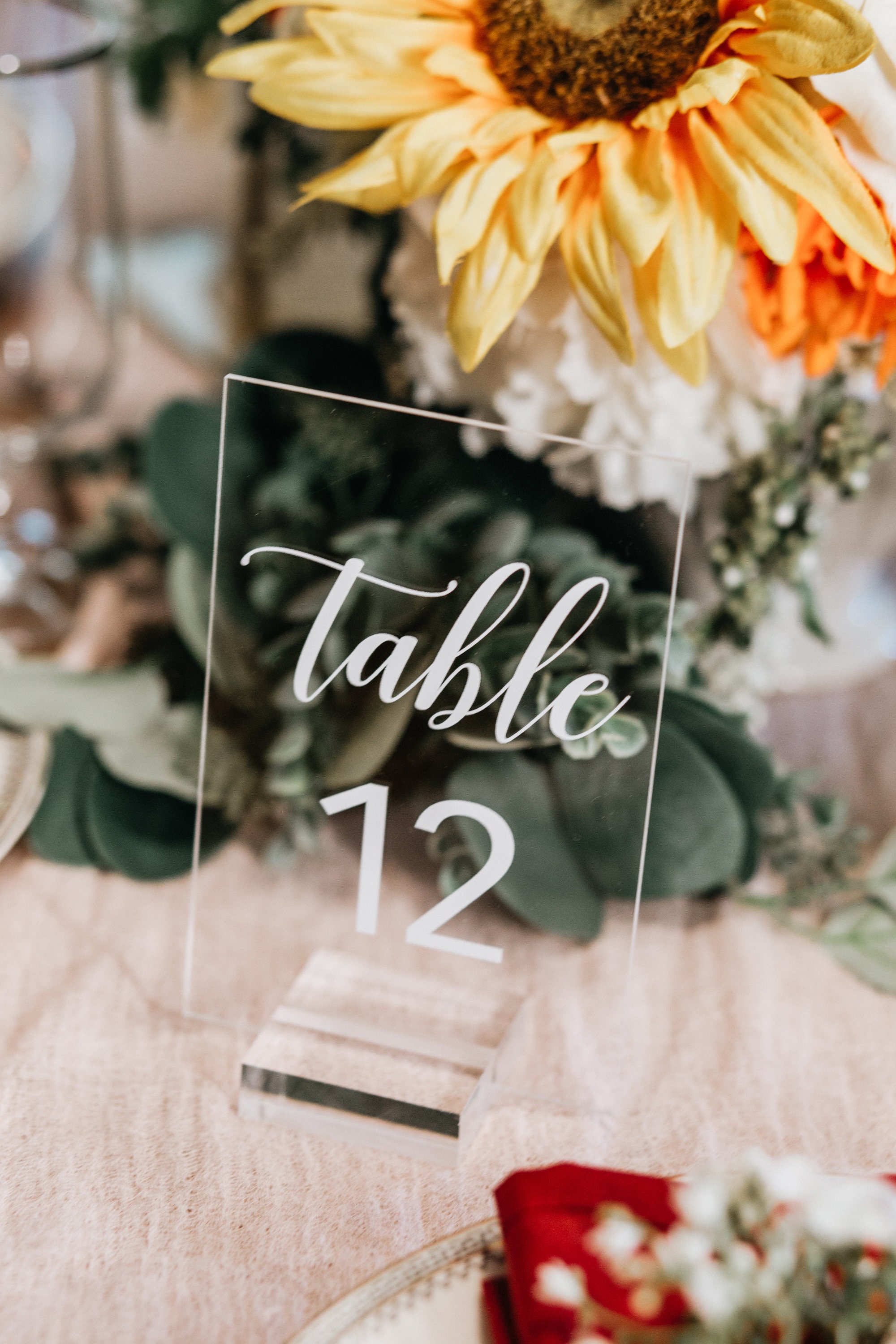 Clear Glass Look Acrylic Table Number Sign With Stands - Etsy