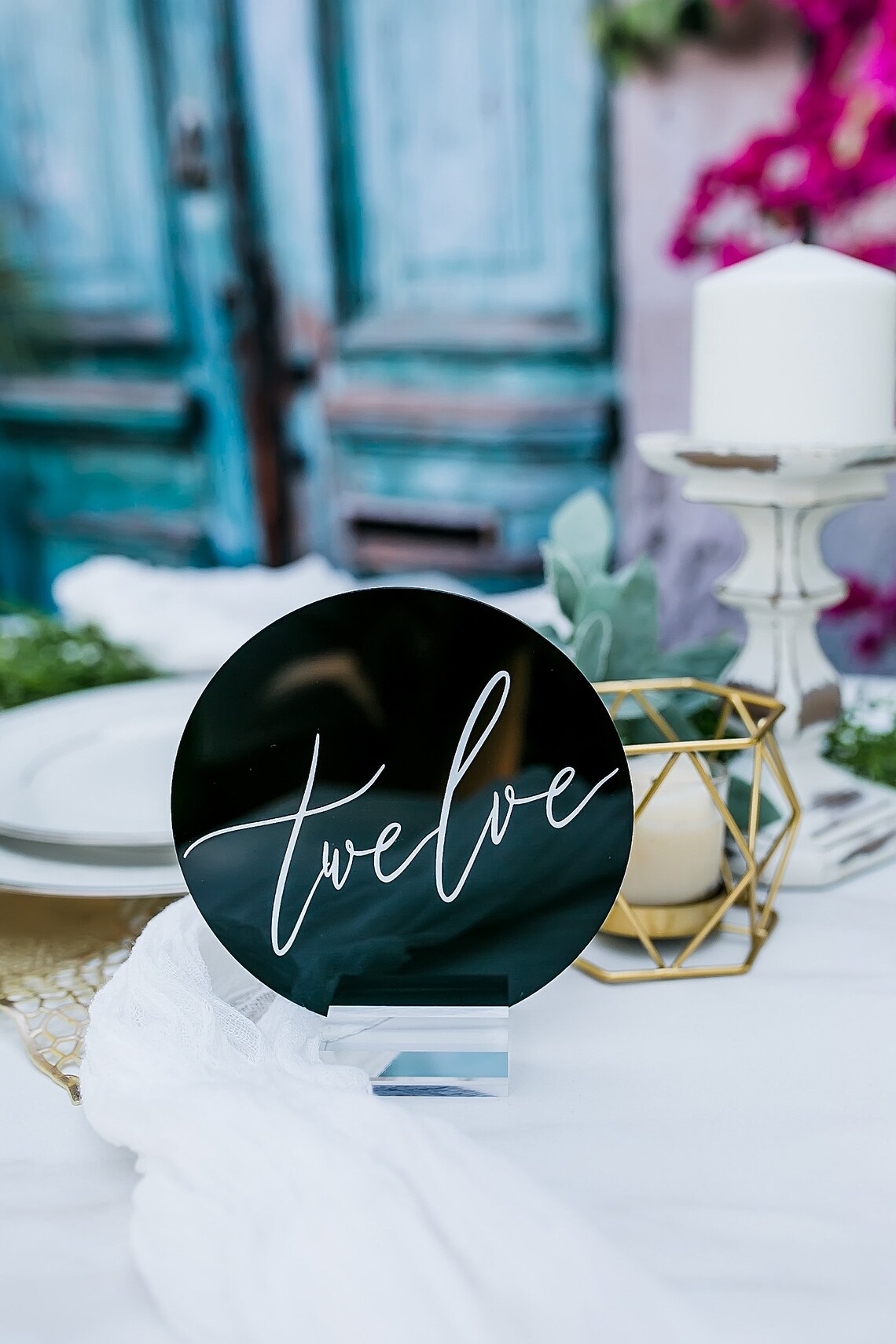 Round Acrylic Table Number Sign With Stands Clear Glass Look | Etsy