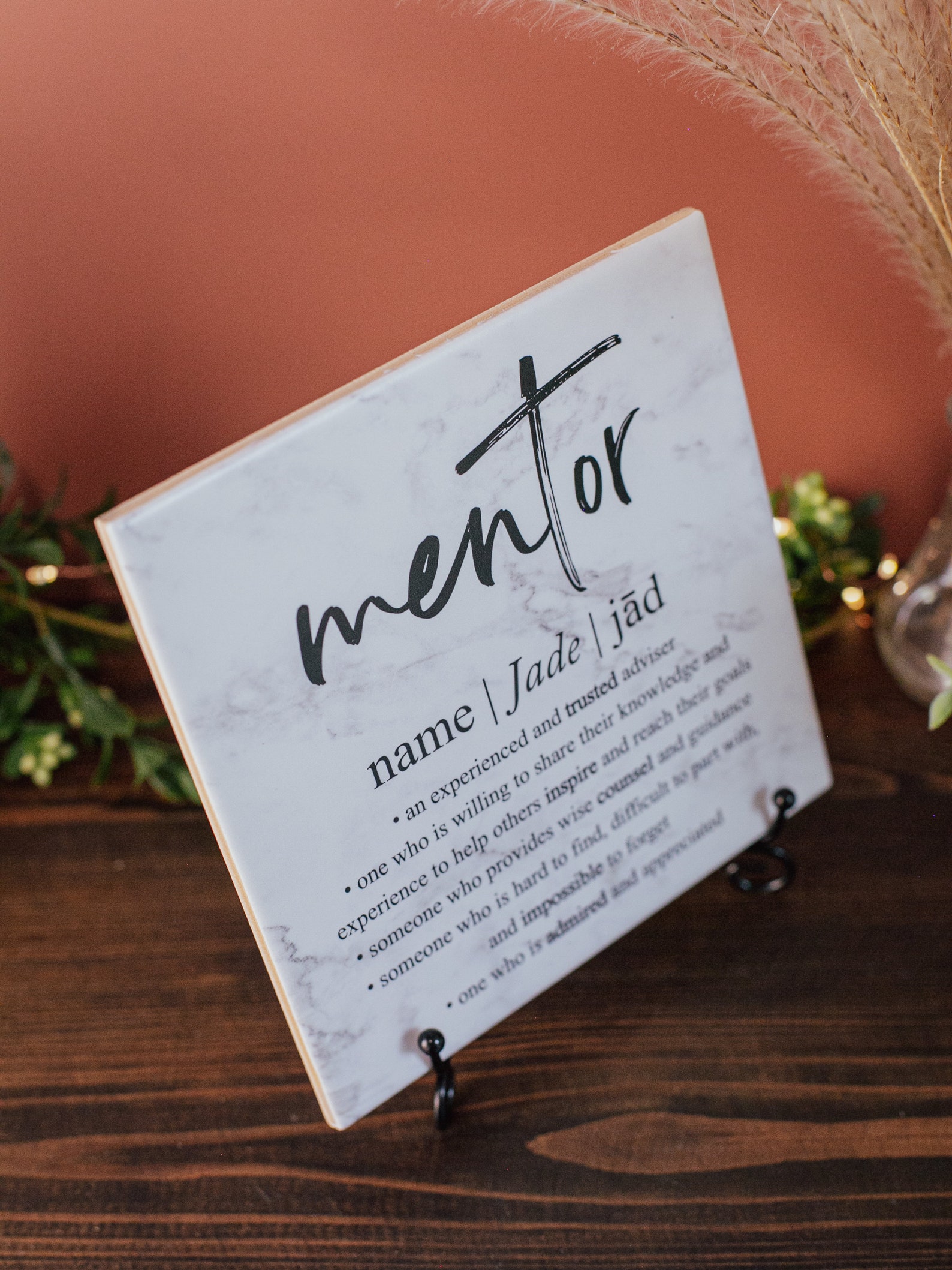 Marble Mentor Plaque With Stand, Thank You Mentor Sign, Custom Boss Appreciation for Retirement ...