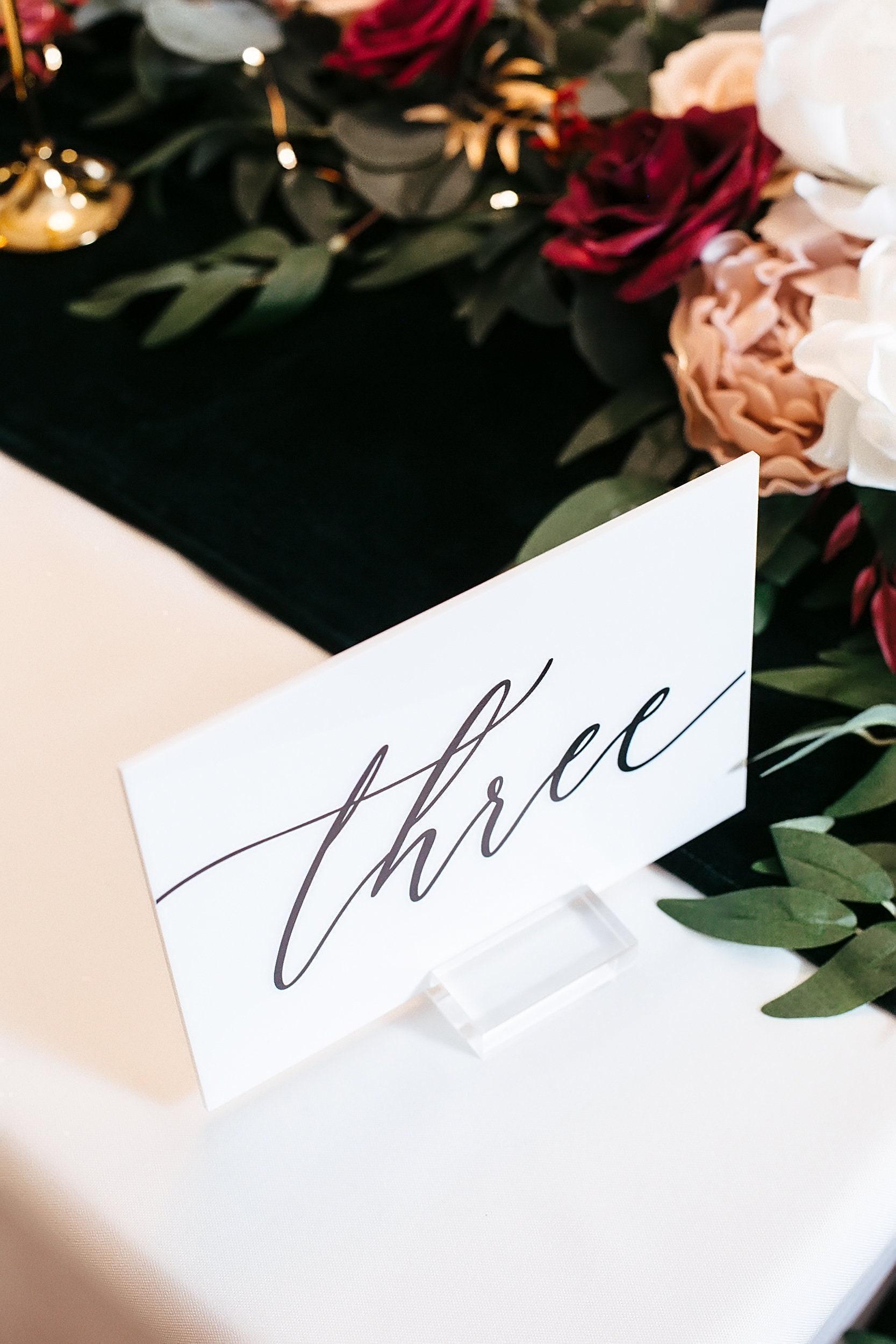 Black, White, FROSTED or Clear Acrylic Table Number Sign With Stands ...