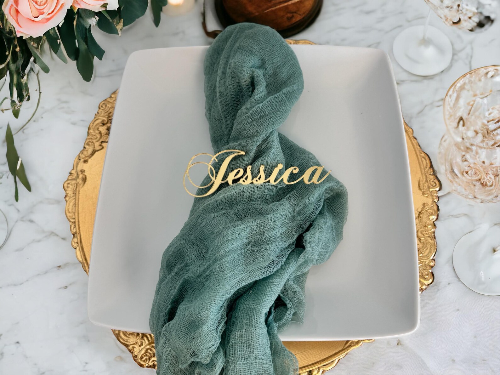 Custom Laser Cut Wedding Name Place Card Cut Outs, Gold, Silver ...