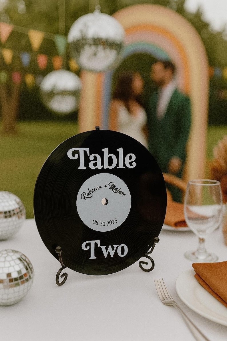 Retro Vinyl Record Wedding Table Numbers, Boho Vintage Acrylic ...