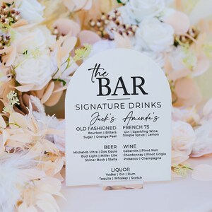 ARCH Bar Menu Signature Cocktails Custom Clear Glass Look - Etsy