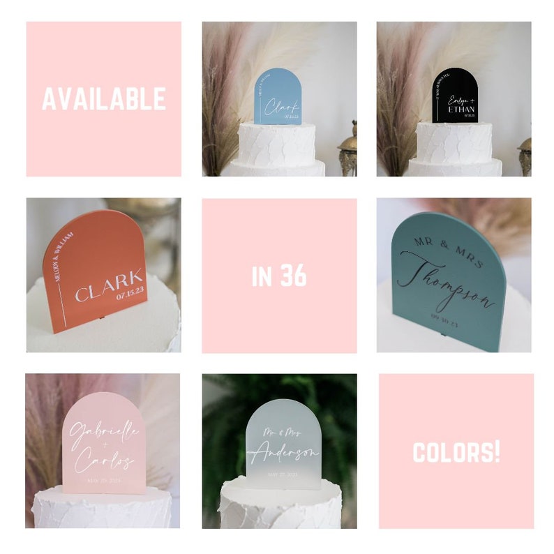ARCH Acrylic Cake Topper Personalized Name Wedding or - Etsy