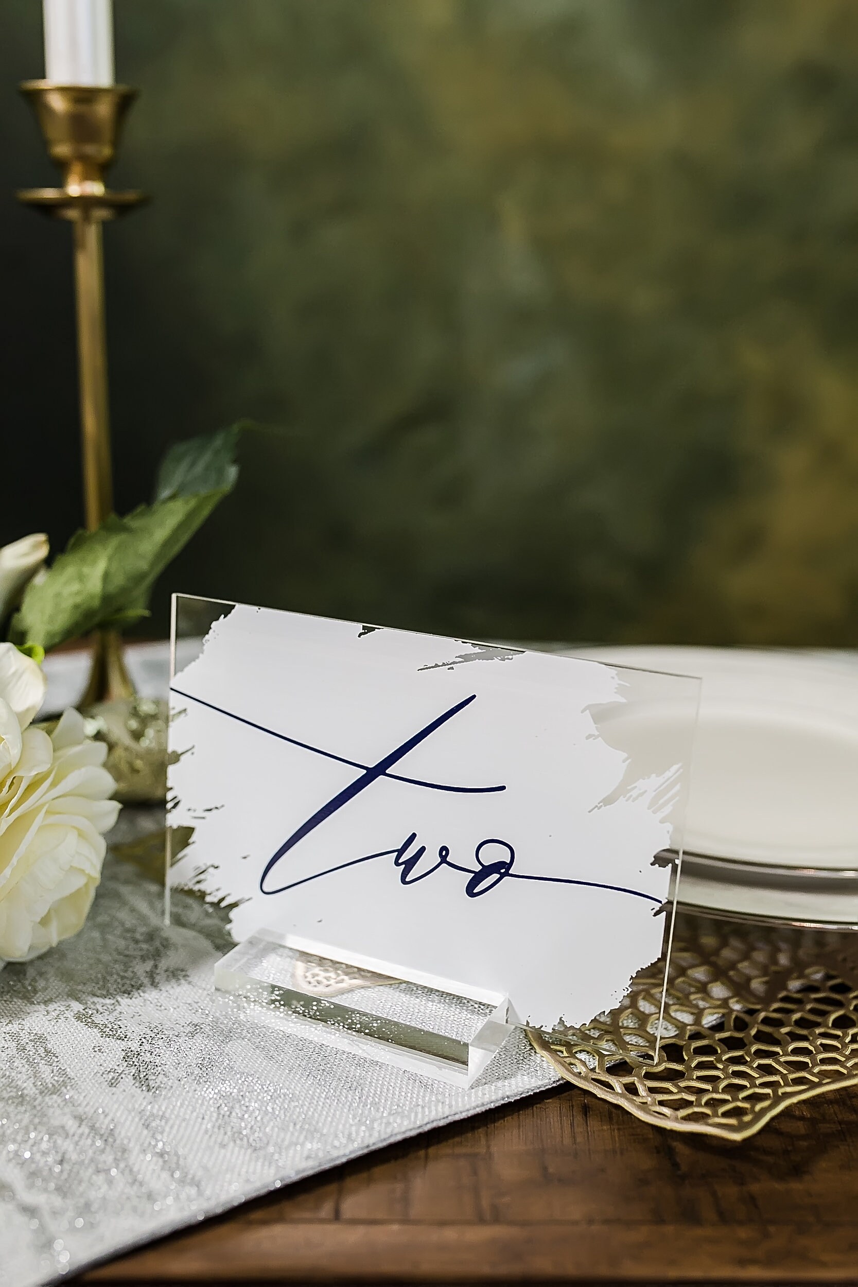 Clear Glass Look Acrylic Table Number Sign With Stands | Etsy