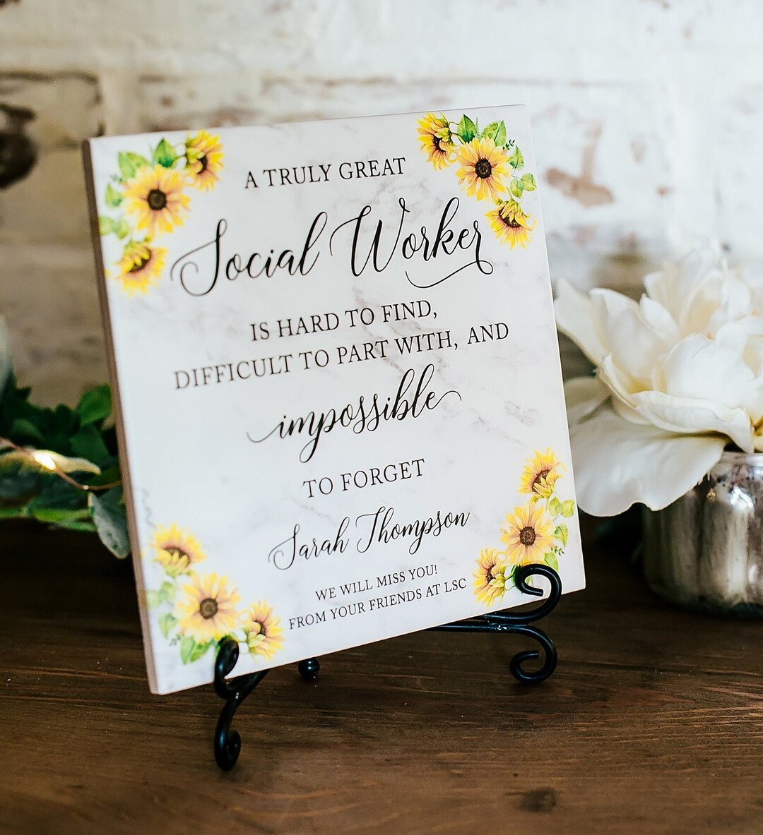 Sunflower Truly Great Social Worker Plaque With Stand Thank - Etsy