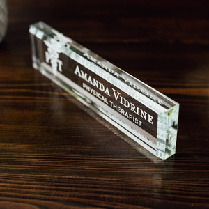 Physical Therapist Glass Office Desk Name Plate, Clear Doctor of PT ...