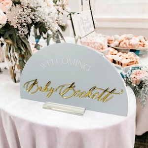 3D Mirrored Acrylic Arch Baby Shower Welcoming Baby Sign, Laser Cut ...