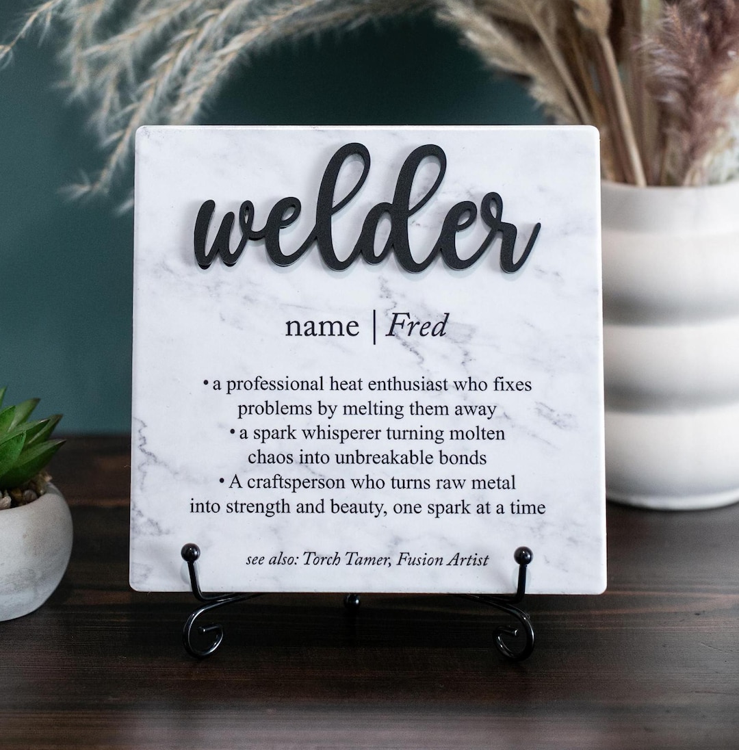 3D Welder Ceramic Tile Plaque Gift, Personalized Thank You Present for ...