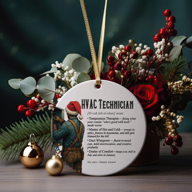 HVAC Technician Christmas Ornament Ceramic Holiday Gift for Heating ...