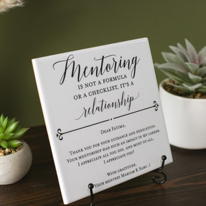 Marble Mentor Plaque With Stand, Thank You Mentor Sign, Custom Boss Appreciation for Retirement ...