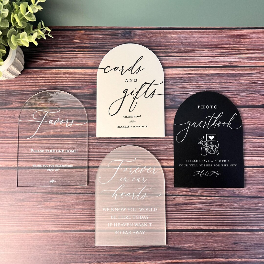5"x7" ARCH Bundle Choose Your FONT Sign Set of Guestbook, Gifts Cards ...