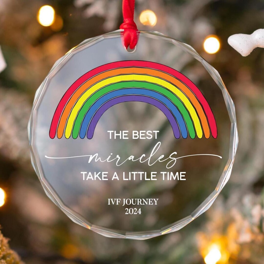 Rainbow IVF Journey, Custom Beveled Crystal Glass Christmas Gift ...