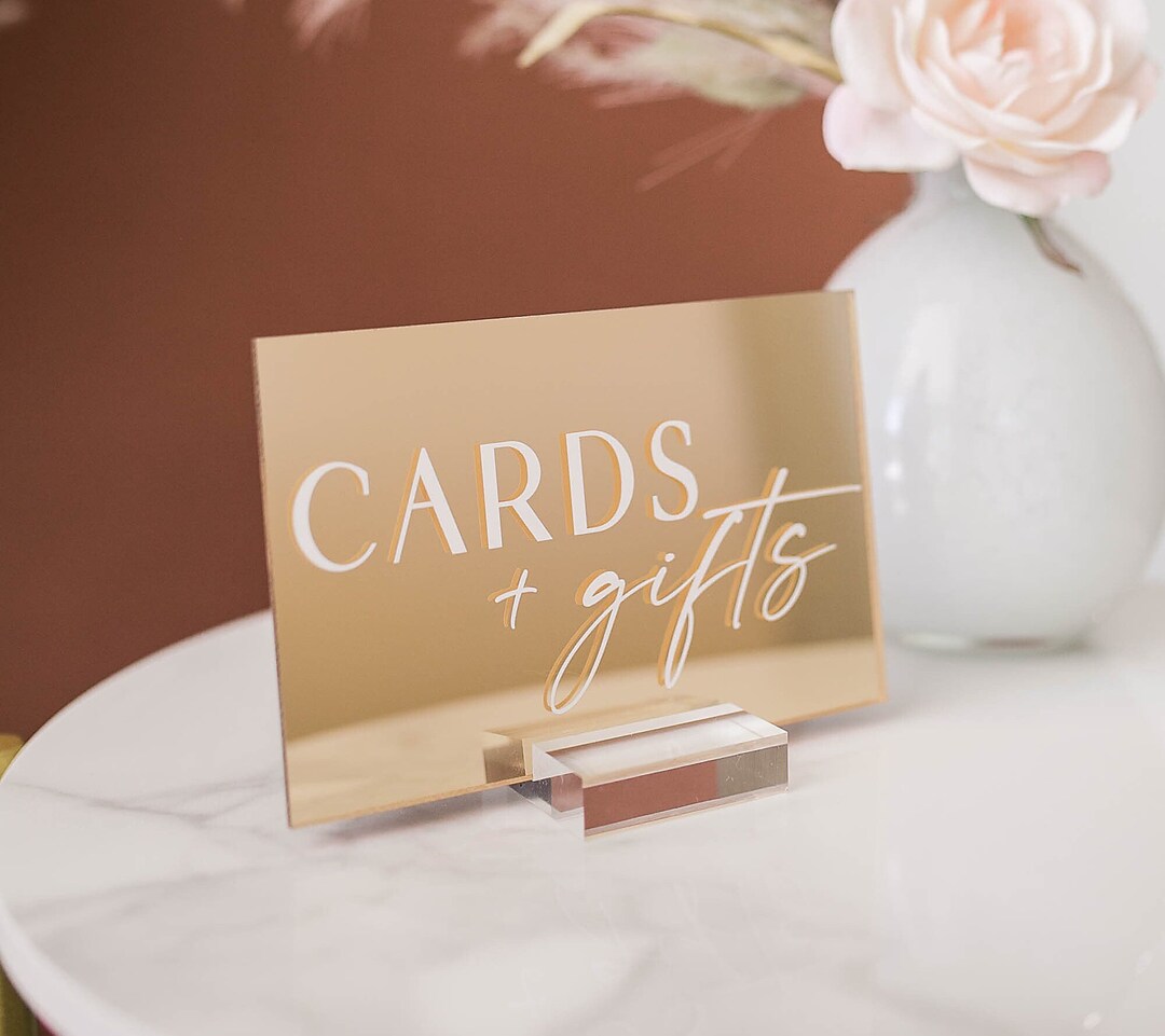 Gold Mirror Cards and Gifts Modern Minimalist Clear Glass Look Acrylic ...