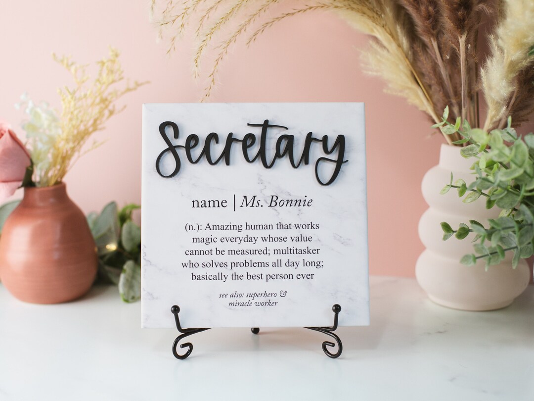3D Secretary Appreciation Ceramic Tile Plaque Gift From Boss, Child to ...