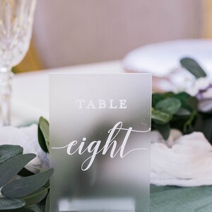 FROSTED, White, Black or Clear Acrylic Table Number Sign With Stands ...