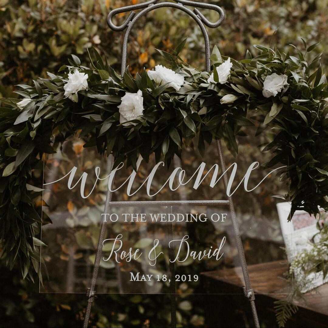 Clear or Black Glass Look Acrylic Wedding Welcome Sign, 18x24 ...