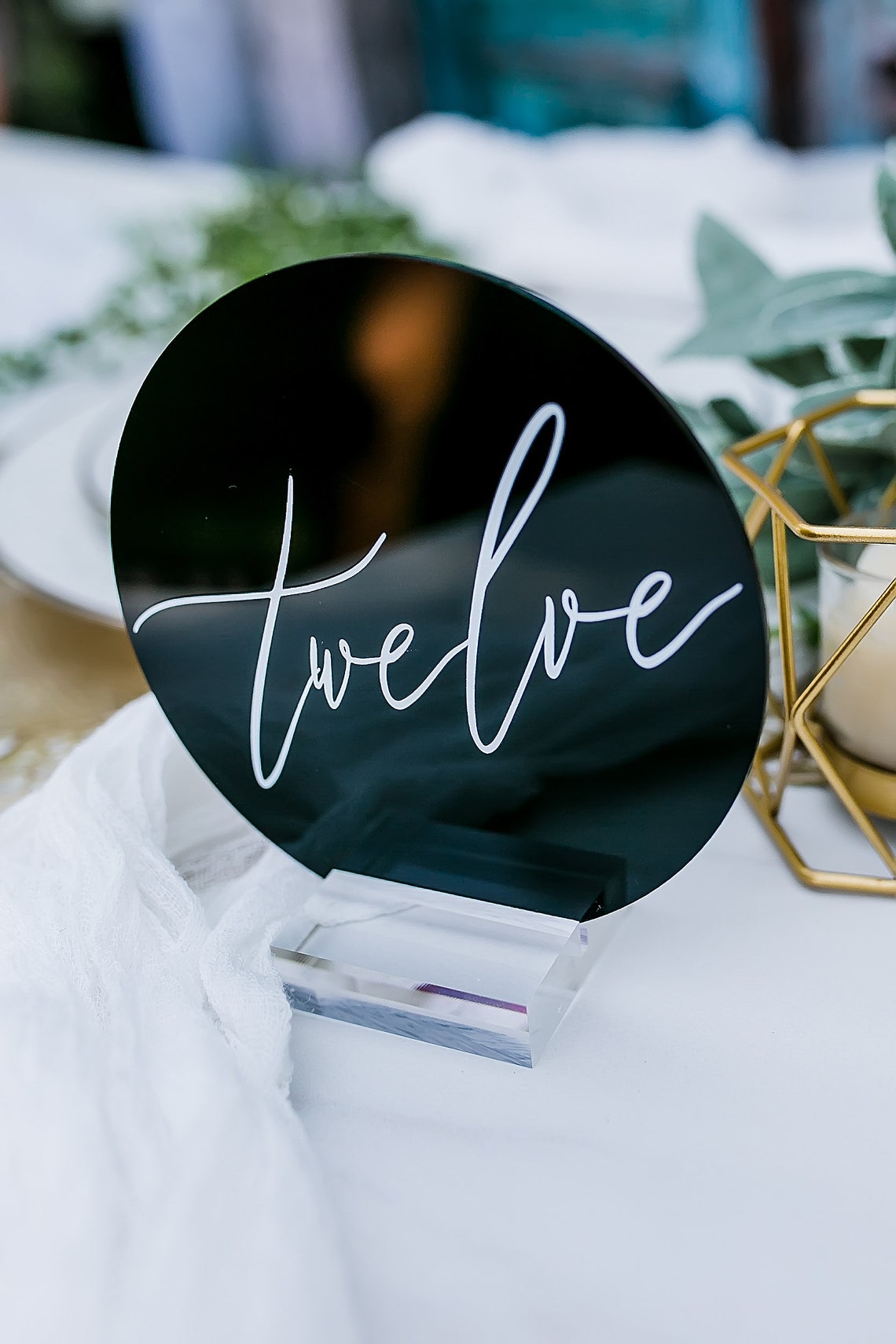 Round Acrylic Table Number Sign With Stands Clear Glass Look | Etsy