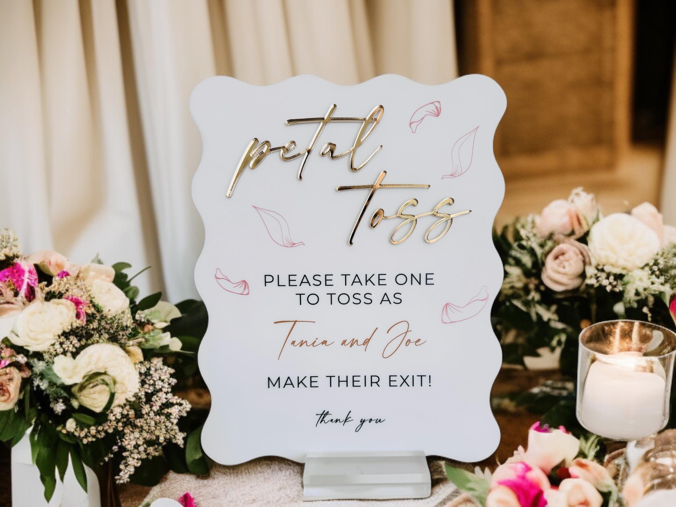 3D Petal Toss Send off Acrylic Sign, Newlywed Flower Sendoff Signage ...