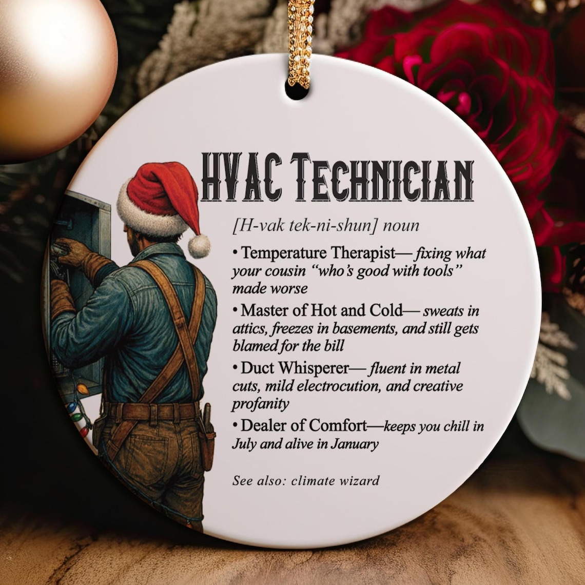 HVAC Technician Christmas Ornament Ceramic Holiday Gift for Heating ...