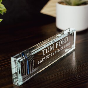Police Officer Glass Office Desk Name Plate, Clear Chief of Police ...