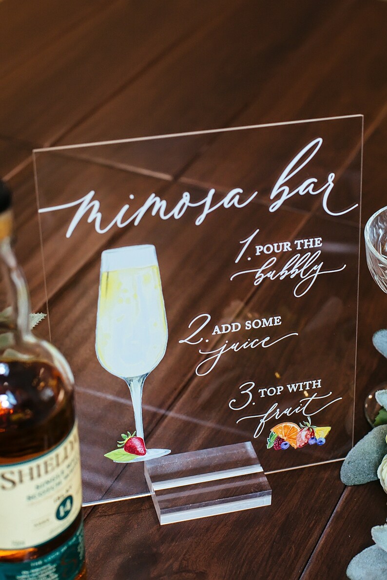 Mimosa Bar Menu Signature Cocktails Custom Clear Glass Look | Etsy