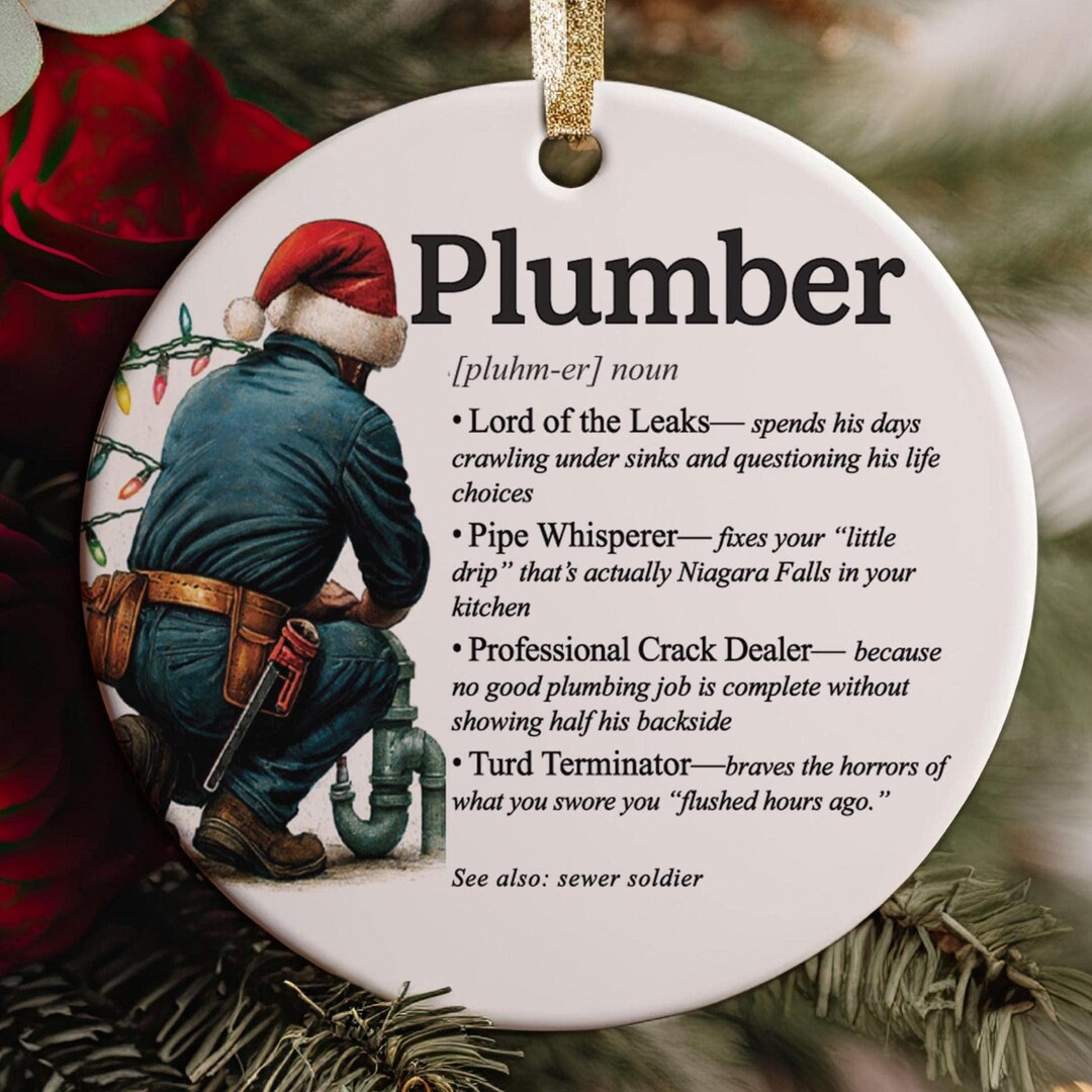 Plumber Christmas Ornament Ceramic Holiday Gift for Plumbing Technician ...