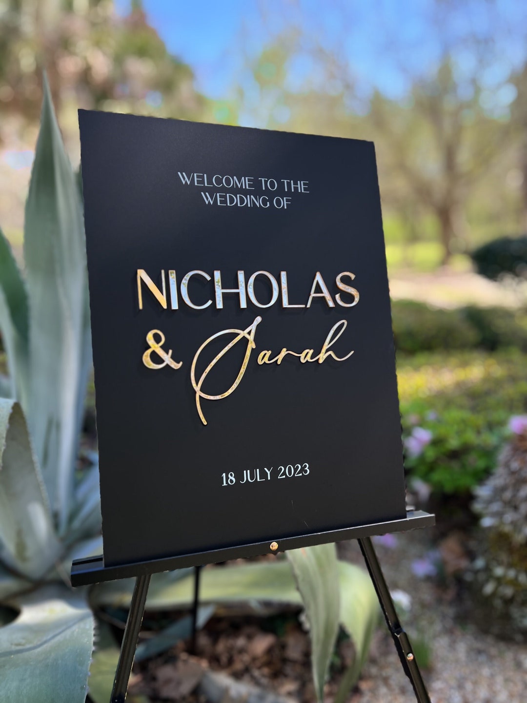 3D Gold Mirror Welcome to the Wedding of Black Acrylic Sign - Etsy
