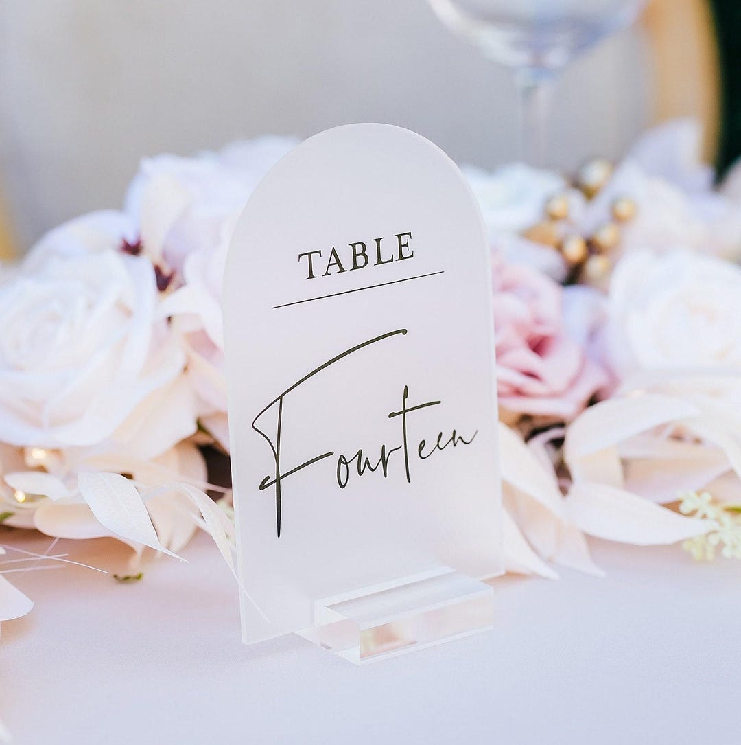 Clear or Frosted ARCH Acrylic Table Number Sign With Stands, Perspex ...