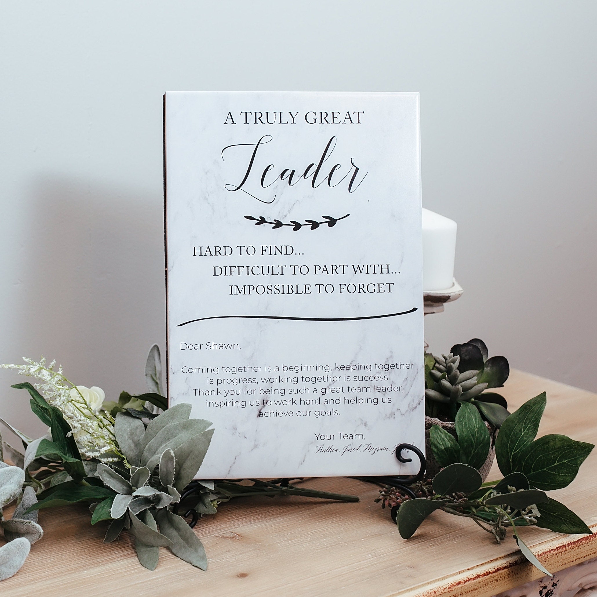 Marble Truly Great Leader Mentor Plaque With Stand Thank You | Etsy