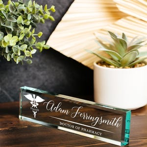 Pharmacist Glass Office Desk Name Plate, Pharmd Doctor of Pharmacy ...