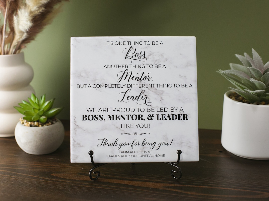 Bosses Day Tile Plaque, Thank You Great Mentor True Leader Sign, Custom ...