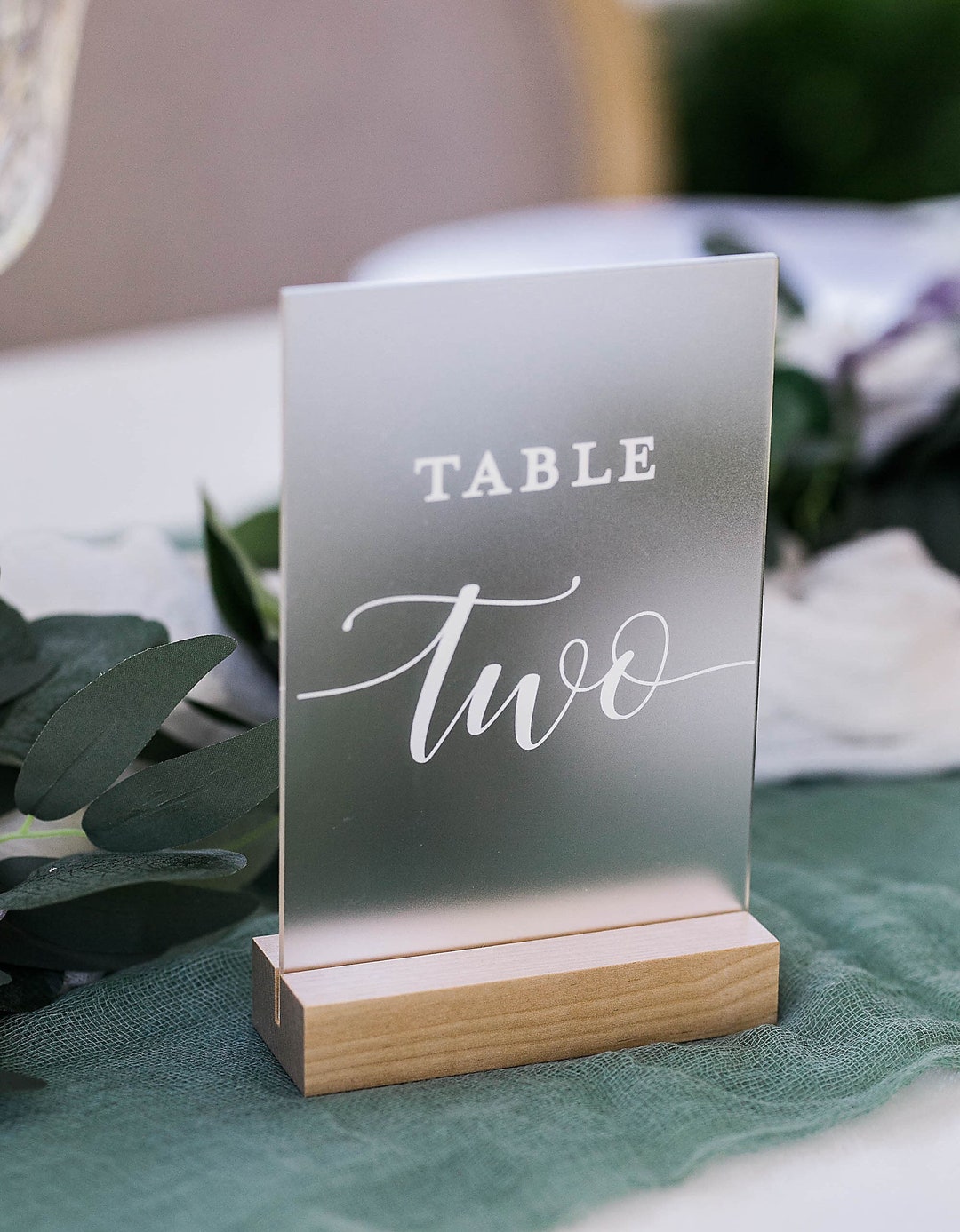 FROSTED, White, Black or Clear Acrylic Table Number Sign With Stands ...
