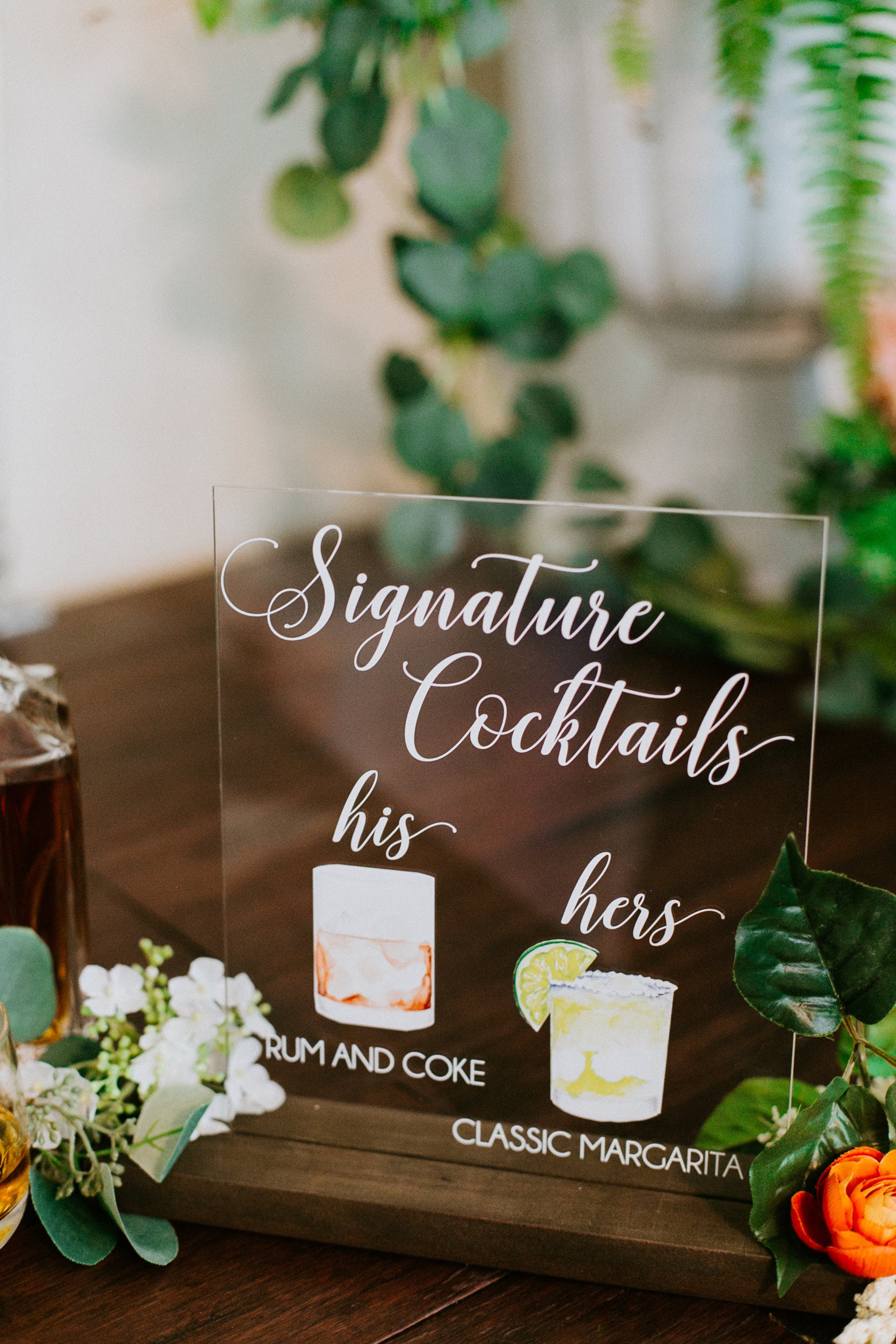 Bar Menu Signature Cocktails Custom Clear Glass Look Acrylic - Etsy