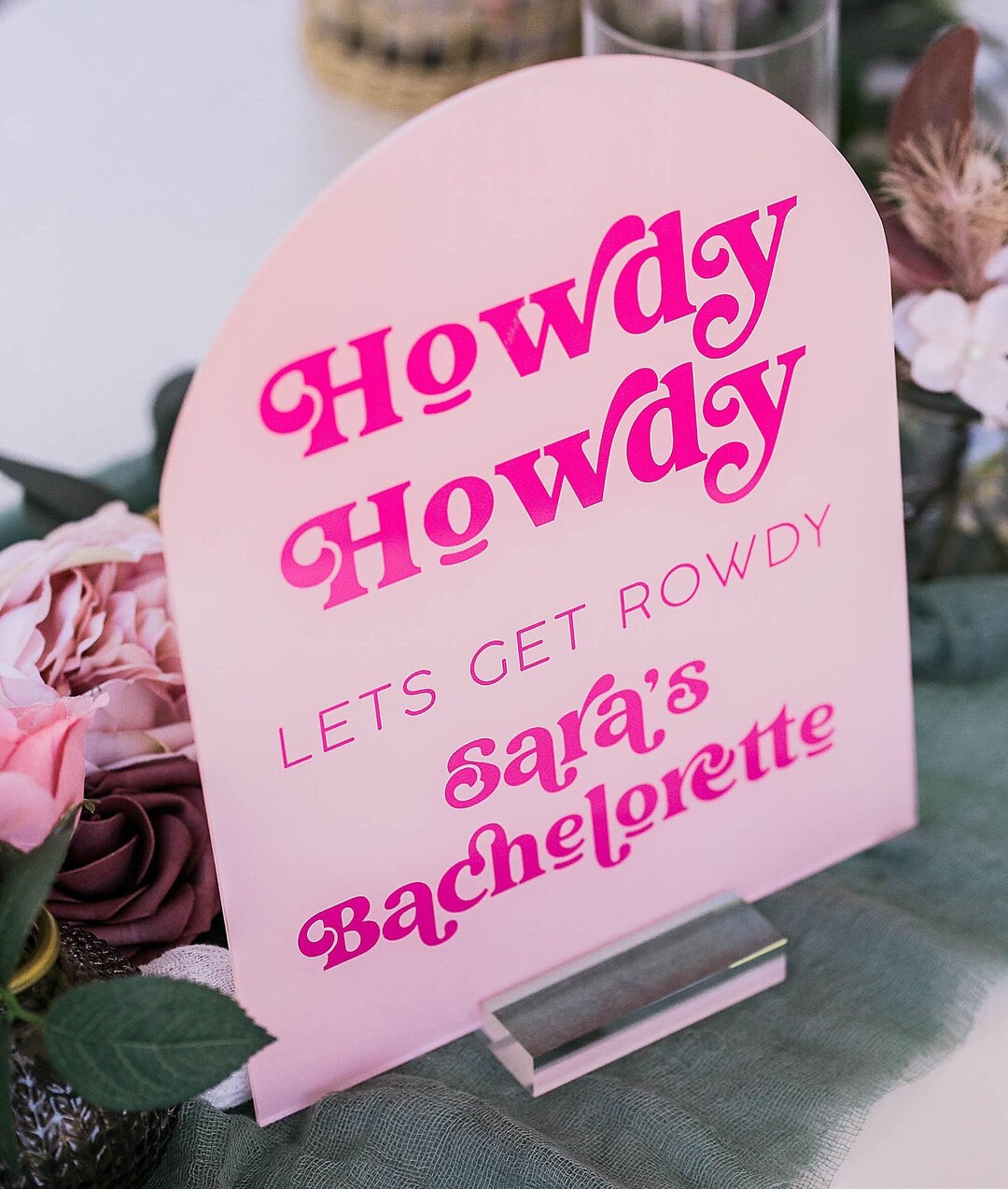 ARCH Vintage Retro 70s Bachelorette Sign, Howdy Howdy Let's Get Rowdy ...