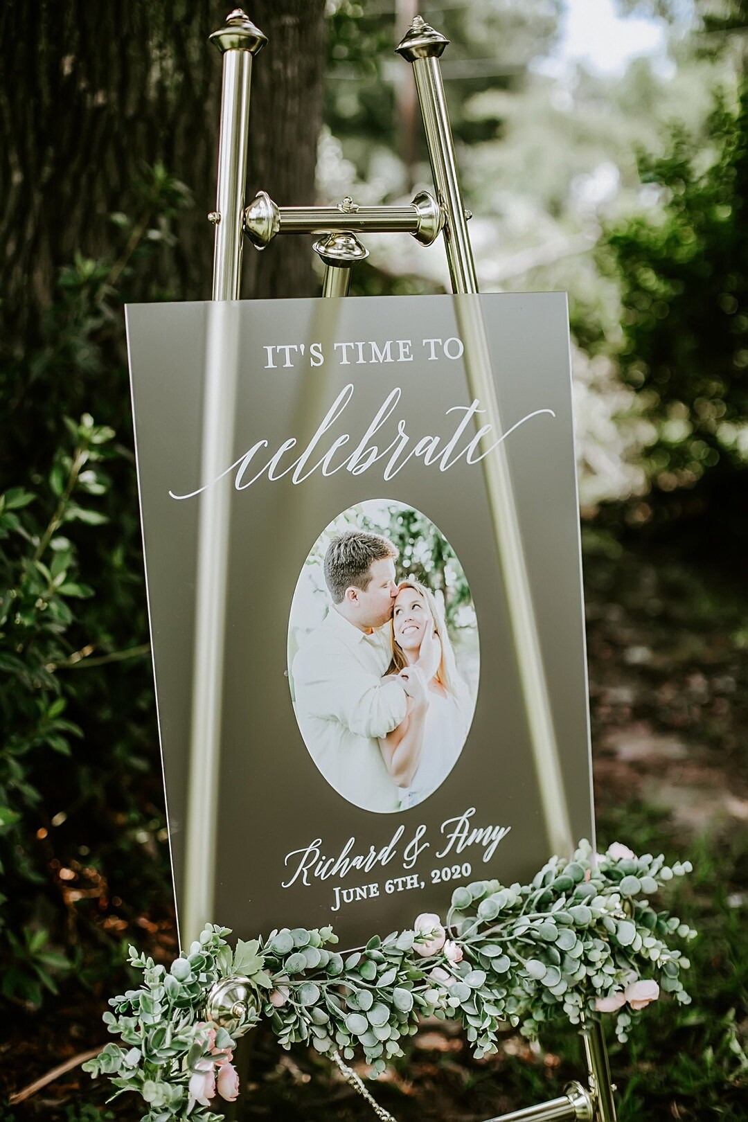 NEW FROSTED Acrylic Photo Wedding Sign, Clear Glass Look Reception Sign ...