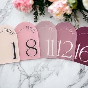 ARCH Custom Wedding Luxe Color Palette Acrylic Table Numbers Signage ...