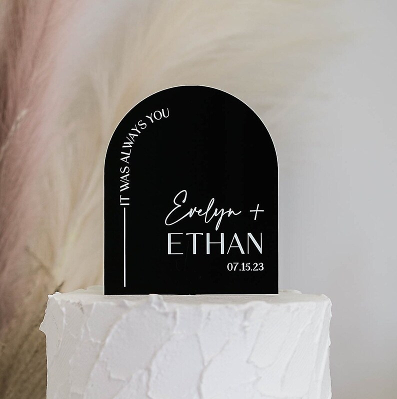 ARCH Boho Acrylic Cake Topper Personalized Name Wedding or - Etsy